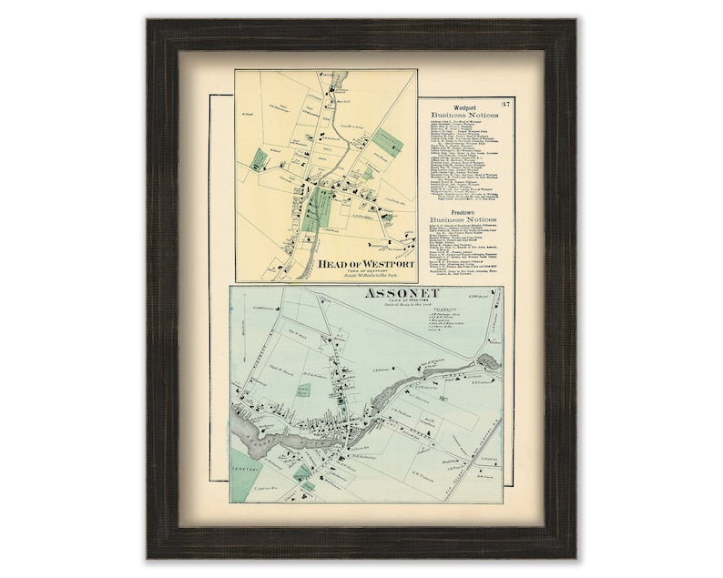 ASSONET, Massachusetts 1871 Map - Replica or GENUINE ORIGINAL - Etsy