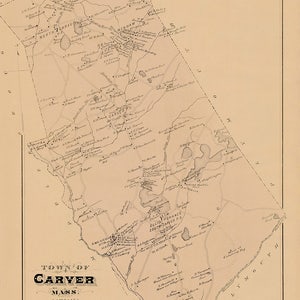 TOWN of CARVER, Massachusetts Map 1879-colored Reproduction - Etsy