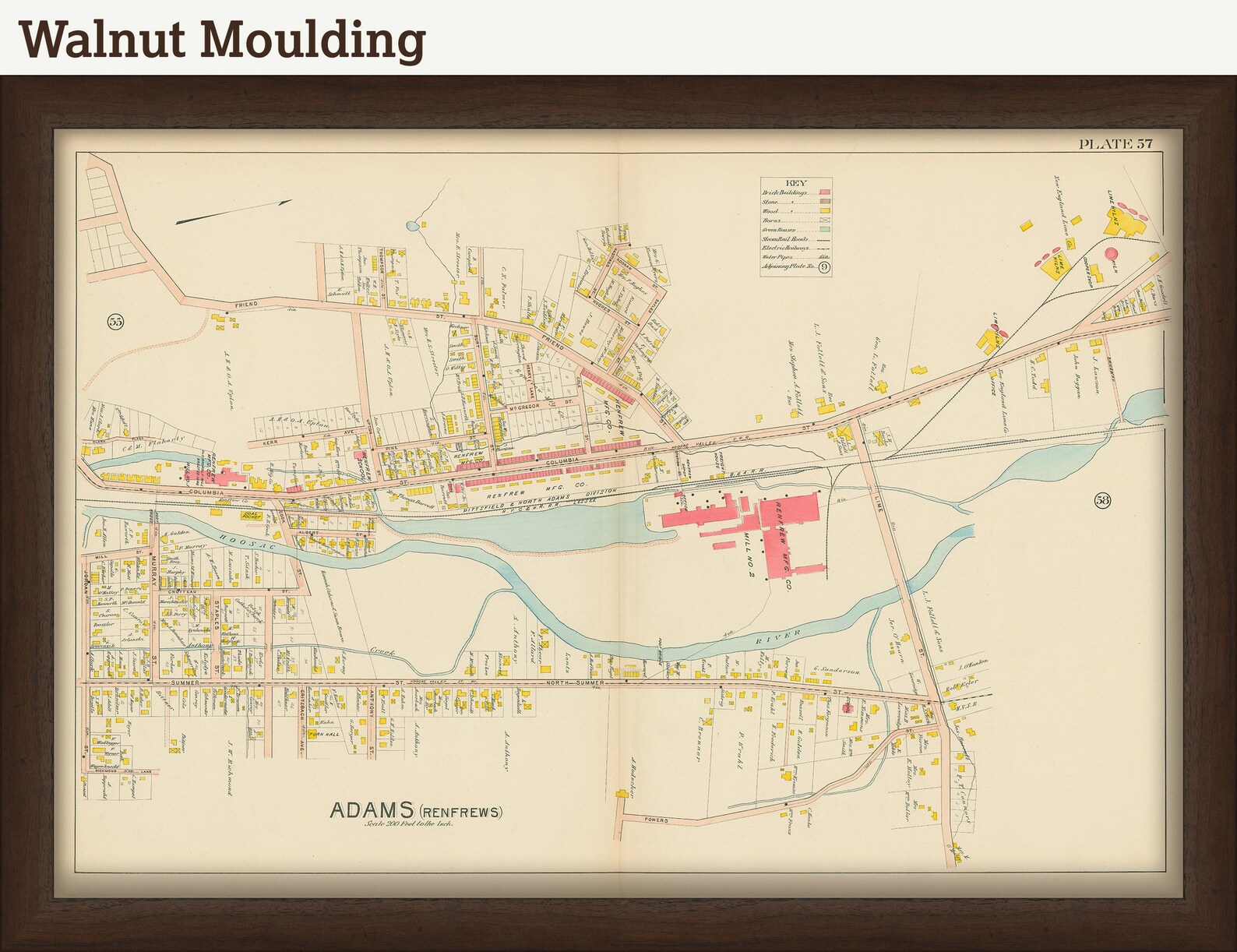 Village of ADAMS Massachusetts 1904 Map Replica or Genuine - Etsy