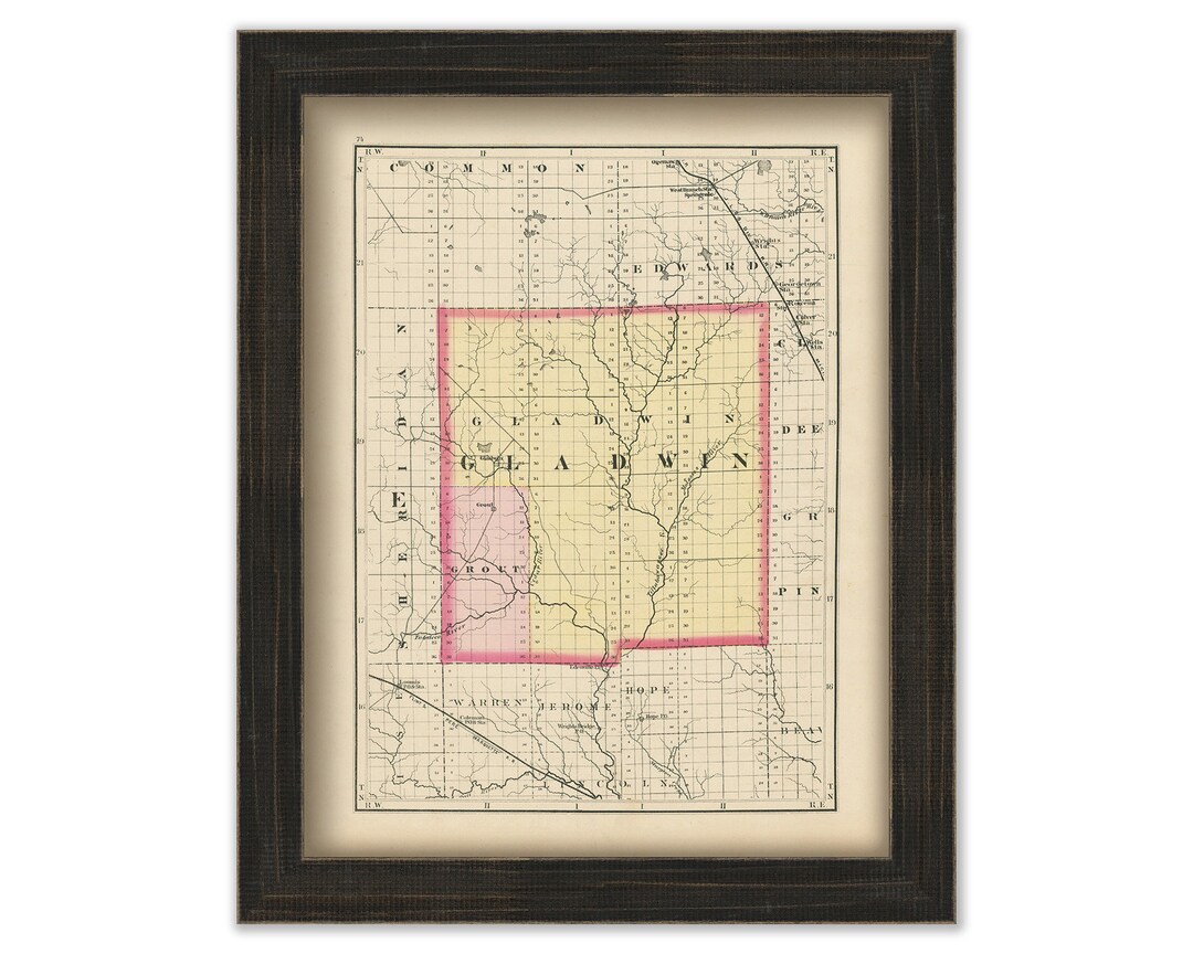 GLADWIN COUNTY, Michigan 1873 Map - Replica or Genuine Original - Etsy