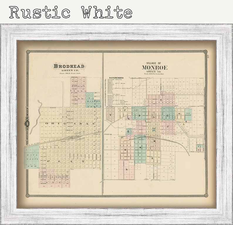 BRODHEAD and MONROE Wisconsin 1878 Map Replica or Genuine - Etsy