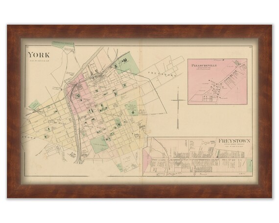 Village of YORK Pennsylvania 1876 Map Replica or Genuine | Etsy