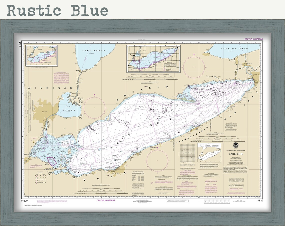 LAKE ERIE 2020 Nautical Chart | Etsy
