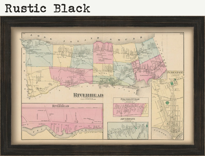 Riverhead, New York 1873 Map, Replica and GENUINE ORIGINAL - Etsy