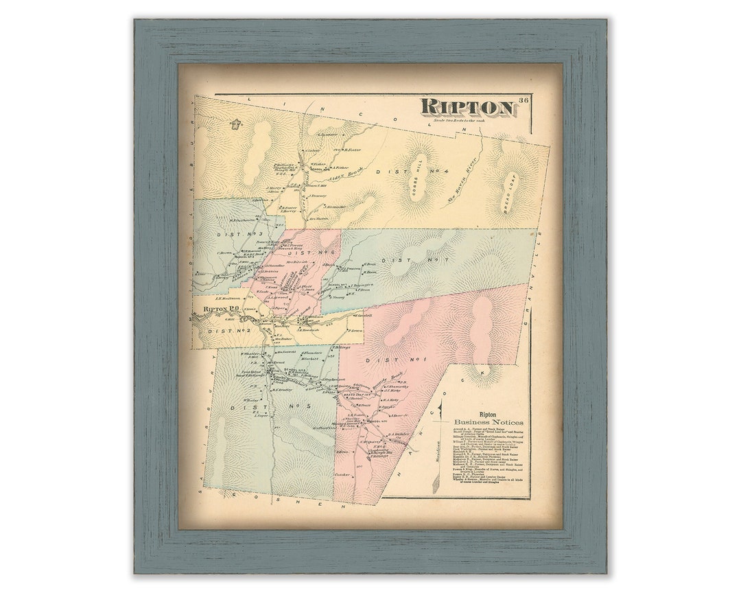 RIPTON, Vermont - 1871 Map - Etsy