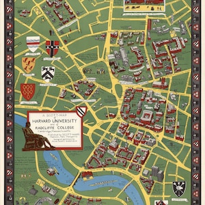 HARVARD UNIVERSITY Cambridge Massachusetts 1927 Map - Etsy