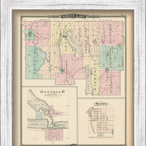 GREEN LAKE COUNTY, Wisconsin 1878 Map, Replica or Genuine Original - Etsy