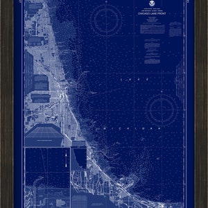 CHICAGO LAKE FRONT, Illinois - 2020 Nautical Chart Blueprint - Etsy