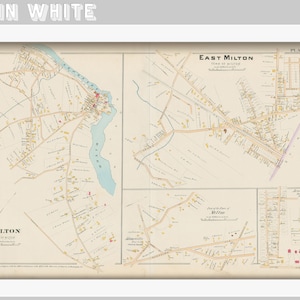 Villages of MILTON and EAST MILTON, Massachusetts 1888 Map - Etsy