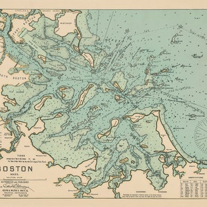 Boston Harbor - Nautical Chart by George W. Eldridge 1901 Colored ...