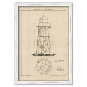 MOBILE POINT LIGHTHOUSE, Alabama - Drawing and Plan of the Lighthouse ...