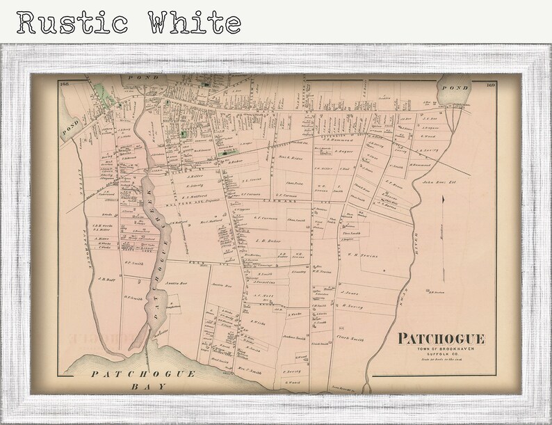 Patchogue Brookhaven New York 1873 Map Replica and GENUINE | Etsy