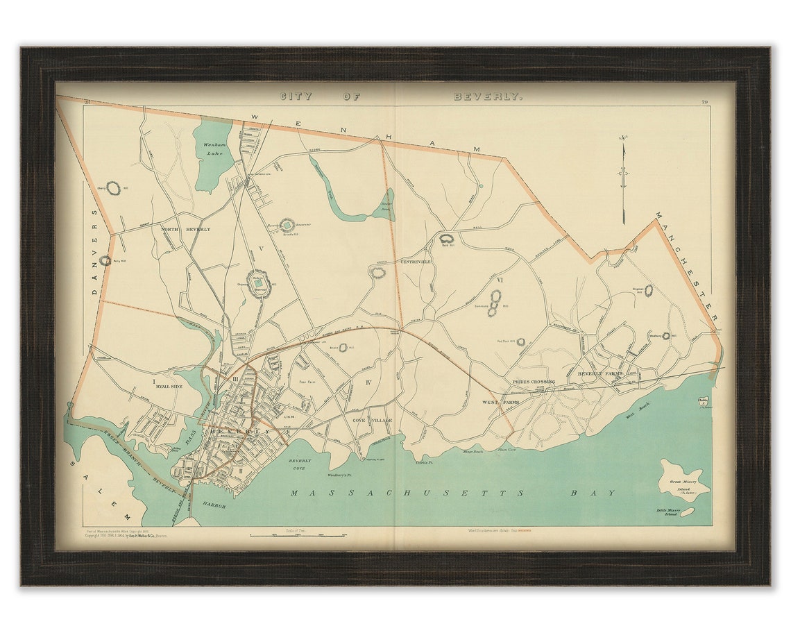 BEVERLY Massachusetts 1904 Map/chart Replica or GENUINE - Etsy