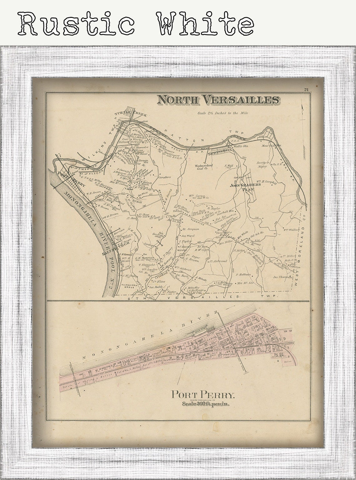 NORTH VERSAILLES and Port Perry Pennsylvania 1876 Map | Etsy