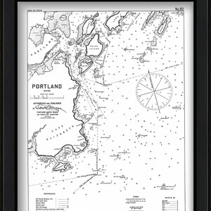 Portland Harbor, Maine 1909 - Nautical Chart by Geo. Eldridge-black ...