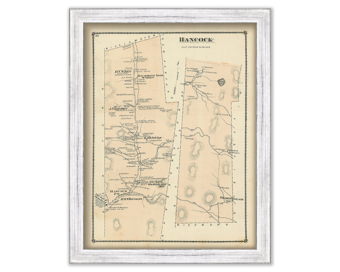 HANCOCK, Massachusetts 1871 Map - Replica or Genuine ORIGINAL - Etsy