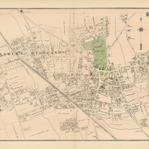 Village of READING, Massachusetts 1875 Map - Etsy