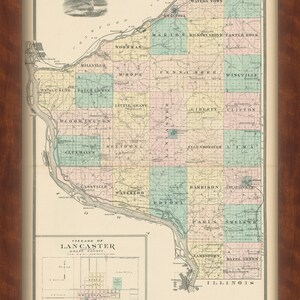 GRANT COUNTY, Wisconsin 1878 Map, Replica or Genuine Original - Etsy