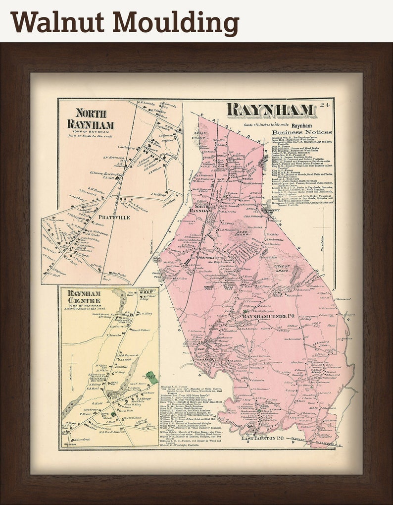 RAYNHAM Massachusetts 1871 Map Replica or Genuine ORIGINAL - Etsy