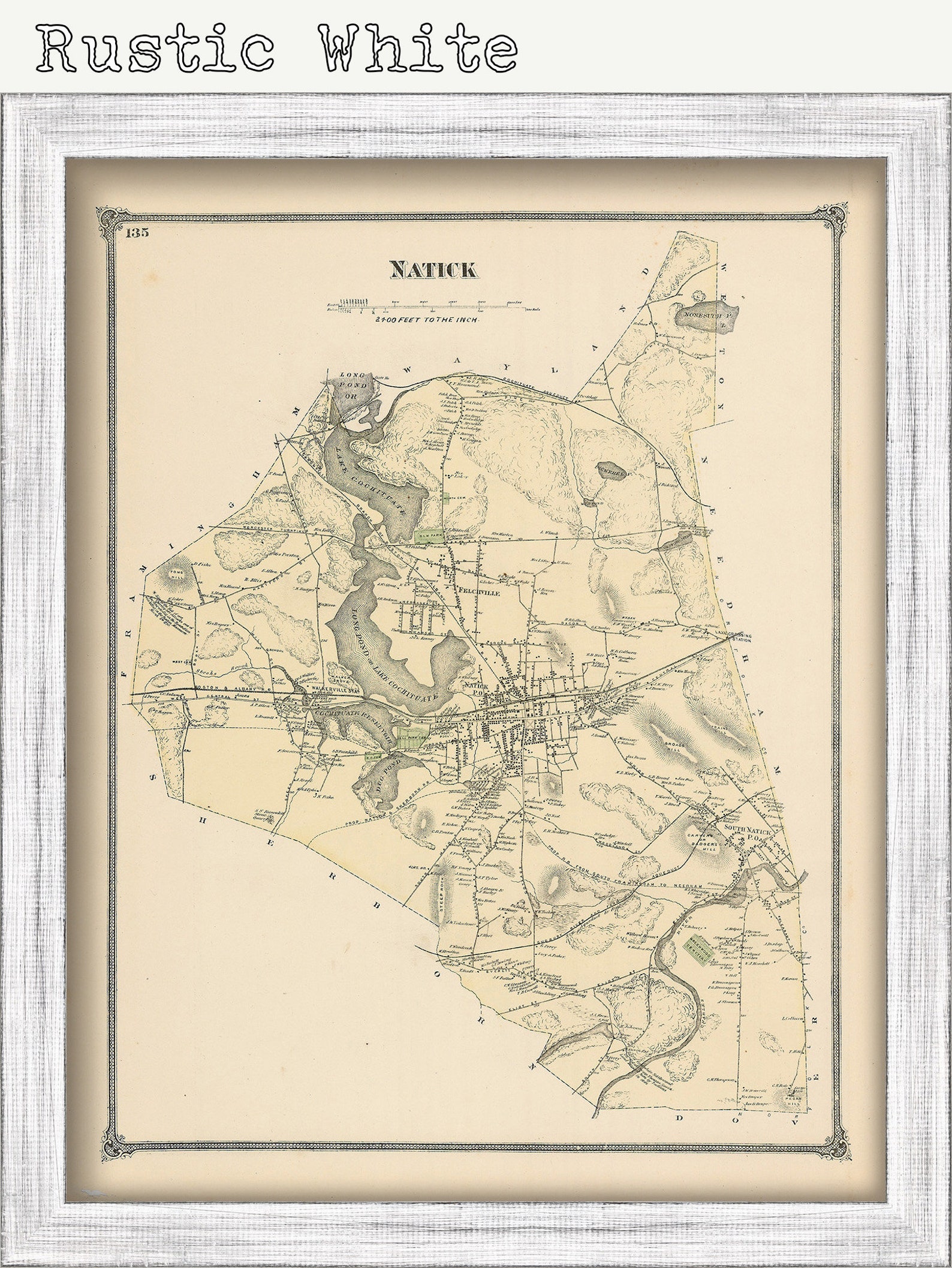 NATICK Massachusetts 1875 Map Replica or Genuine ORIGINAL - Etsy