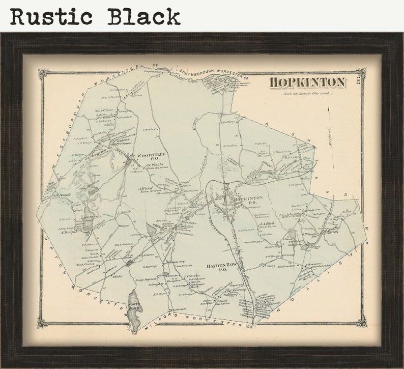 HOPKINTON Massachusetts 1875 Map Replica or Genuine - Etsy