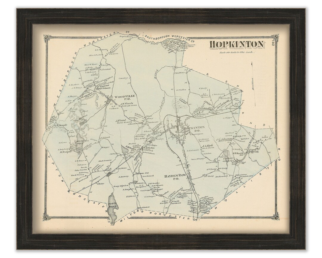 HOPKINTON, Massachusetts 1875 Map - Replica or Genuine ORIGINAL - Etsy