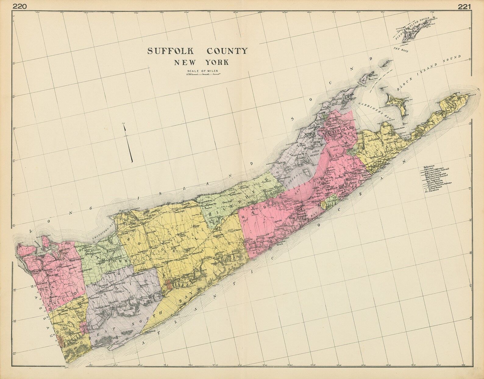 SUFFOLK County New York 1912 Map Replica or GENUINE ORIGINAL | Etsy