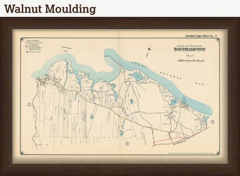 South Hampton Great Peconic Bay Long Island New York Map - Etsy