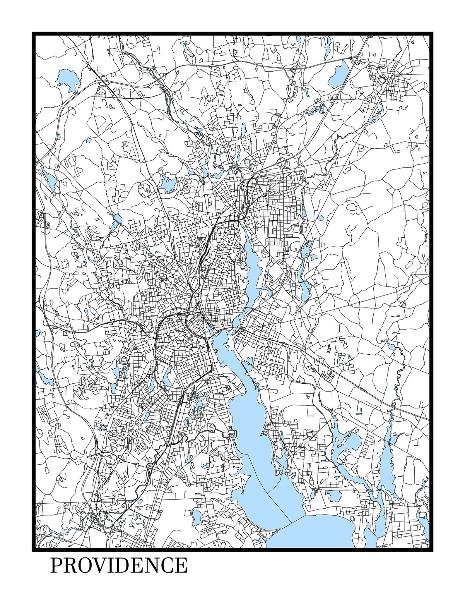 PROVIDENCE Rhode Island Contemporary Map Poster - Etsy