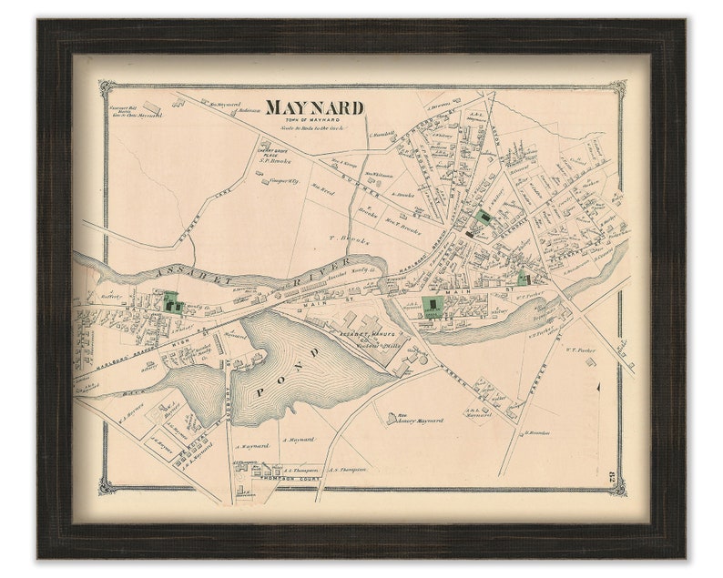 MAYNARD Village Massachusetts 1875 Map - Etsy