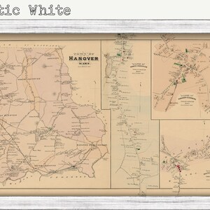 Town of HANOVER and VILLAGES, Massachusetts 1879 Map - Replica or ...