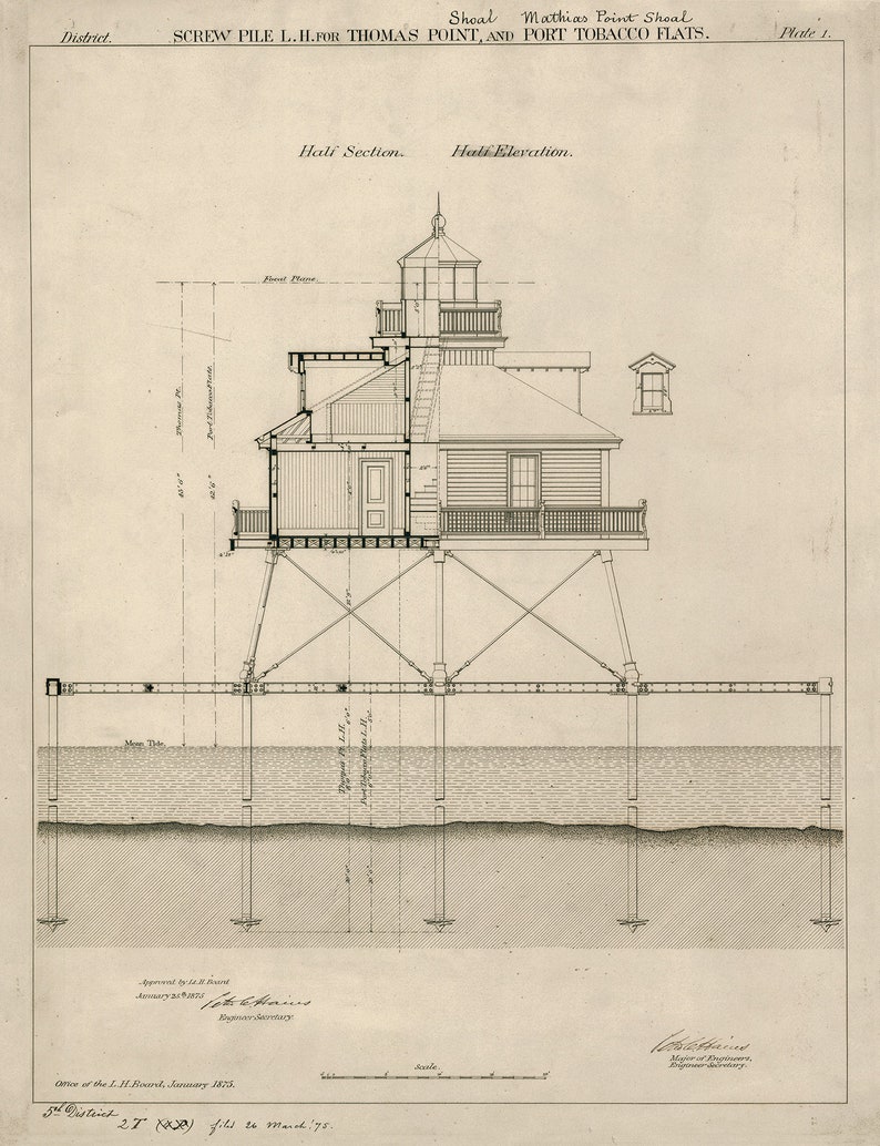 THOMAS POINT SHOAL Lighthouse Cheapeake Bay Maryland | Etsy