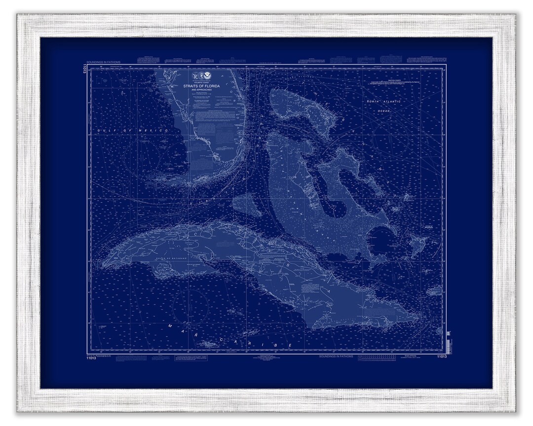 STRAITS OF FLORIDA - 2012 Nautical Chart Blueprint - Etsy