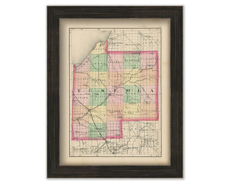 TUSCOLA COUNTY Michigan 1873 Map Replica or Genuine - Etsy