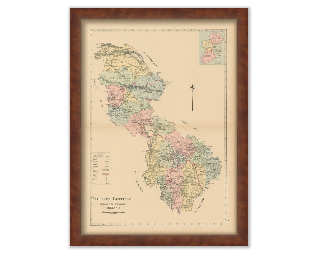 COUNTY LEITRIM, Ireland 1901 Map - Replica or GENUINE Original - Etsy