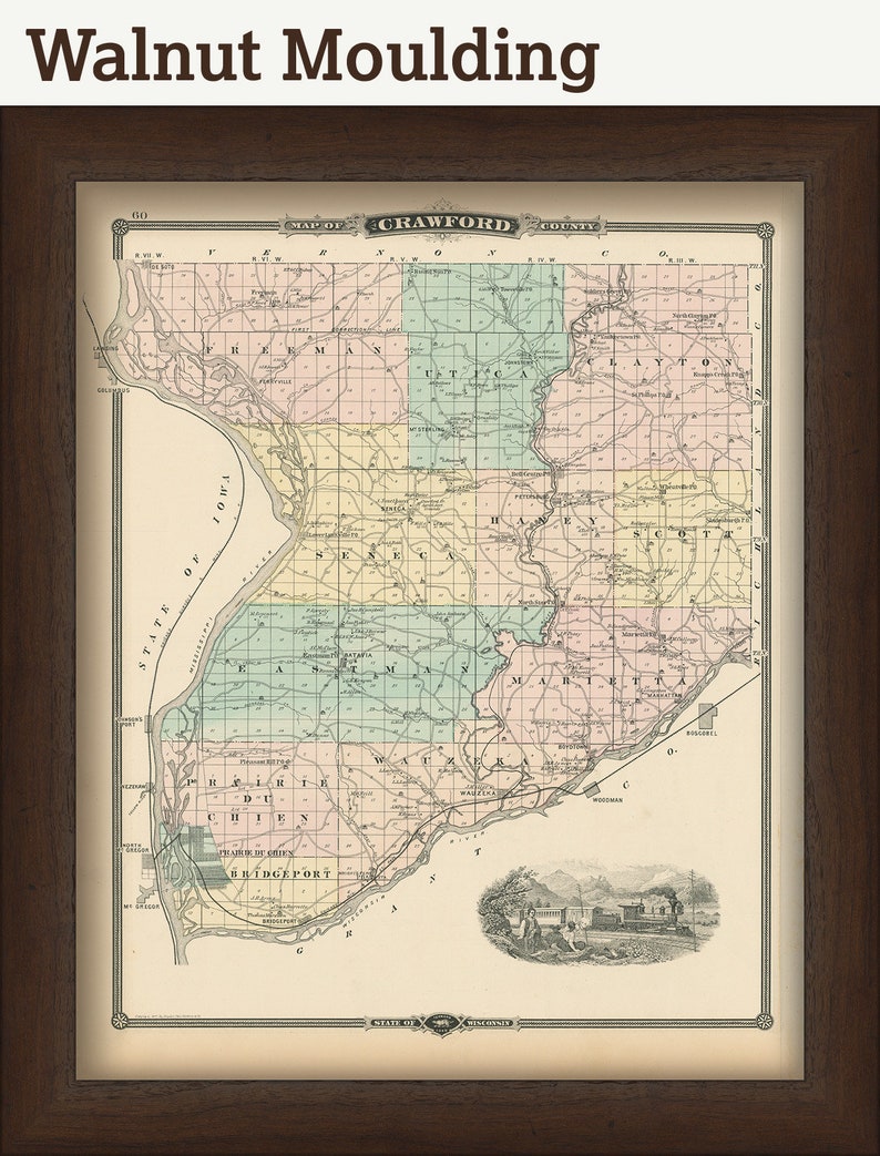 CRAWFORD COUNTY Wisconsin 1878 Map Replica or Genuine - Etsy