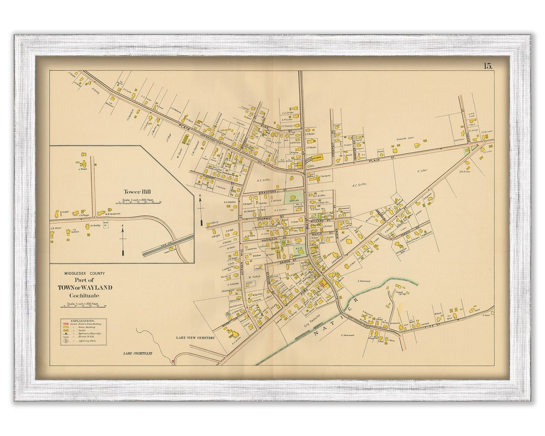 Village of WAYLAND Massachusetts 1908 Map Replica or - Etsy UK