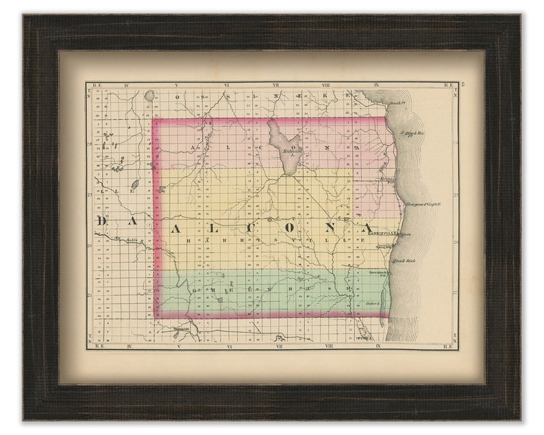 ALCONA COUNTY Michigan 1873 Map Replica or Genuine Original - Etsy
