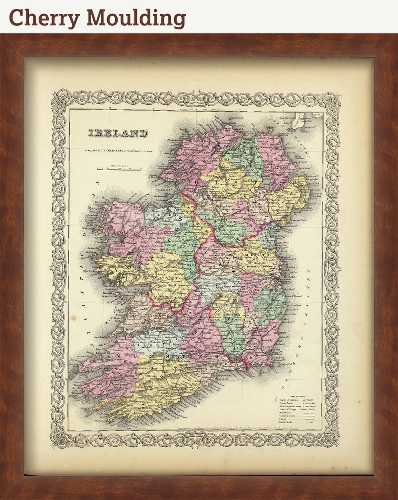 Map of IRELAND Published in 1856 - Etsy