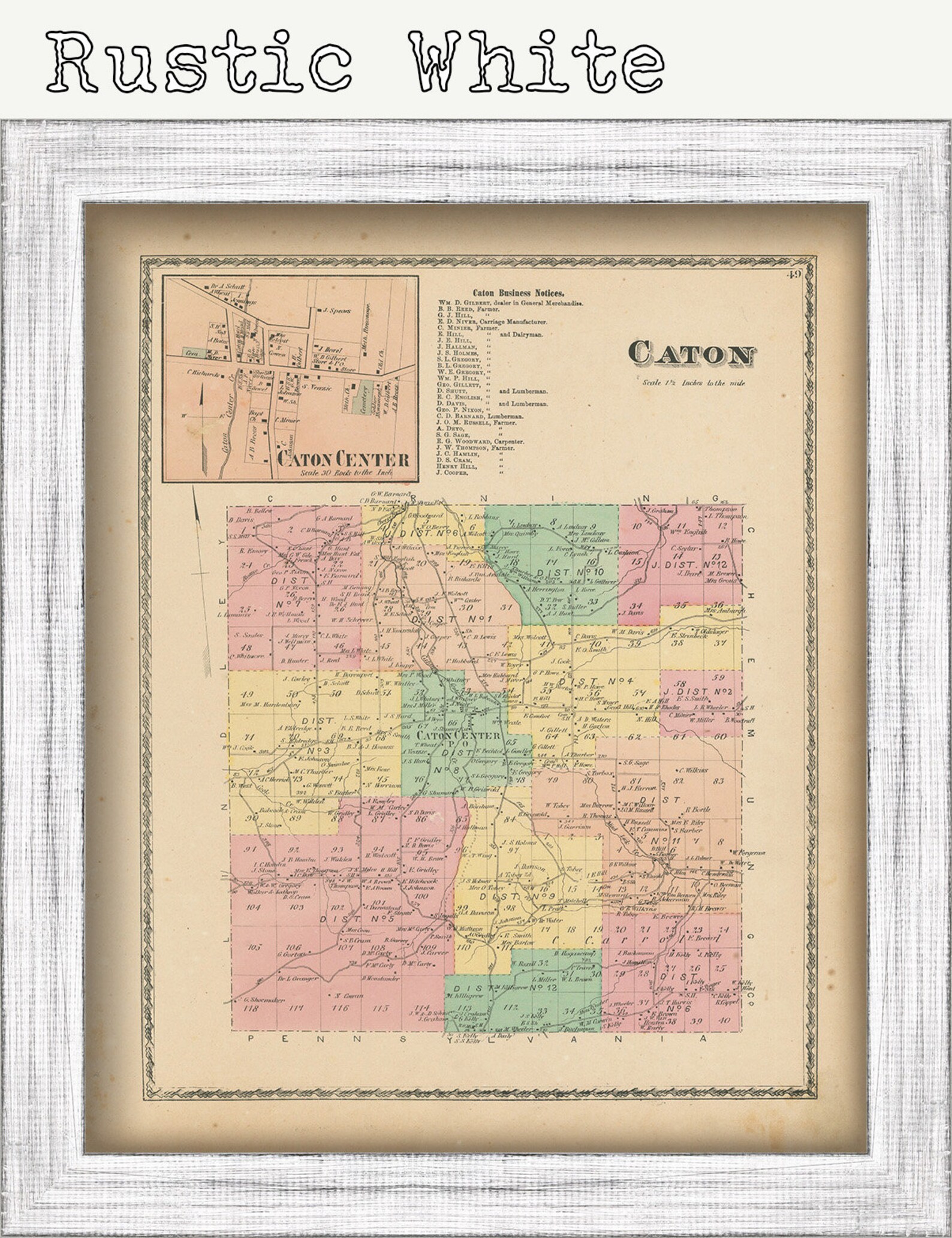 CATON New York 1873 Map Replica or Genuine ORIGINAL | Etsy