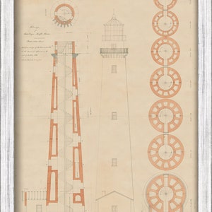 Assateague Lighthouse, Virginia - Architectural Drawing 1860 - Etsy
