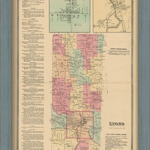 Town of LYONS, New York 1874 Map, Replica and GENUINE ORIGINAL - Etsy