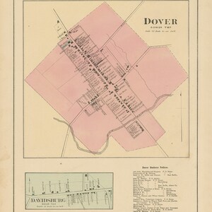 Village of DOVER, Pennsylvania 1876 Map - Replica or Genuine ORIGINAL ...