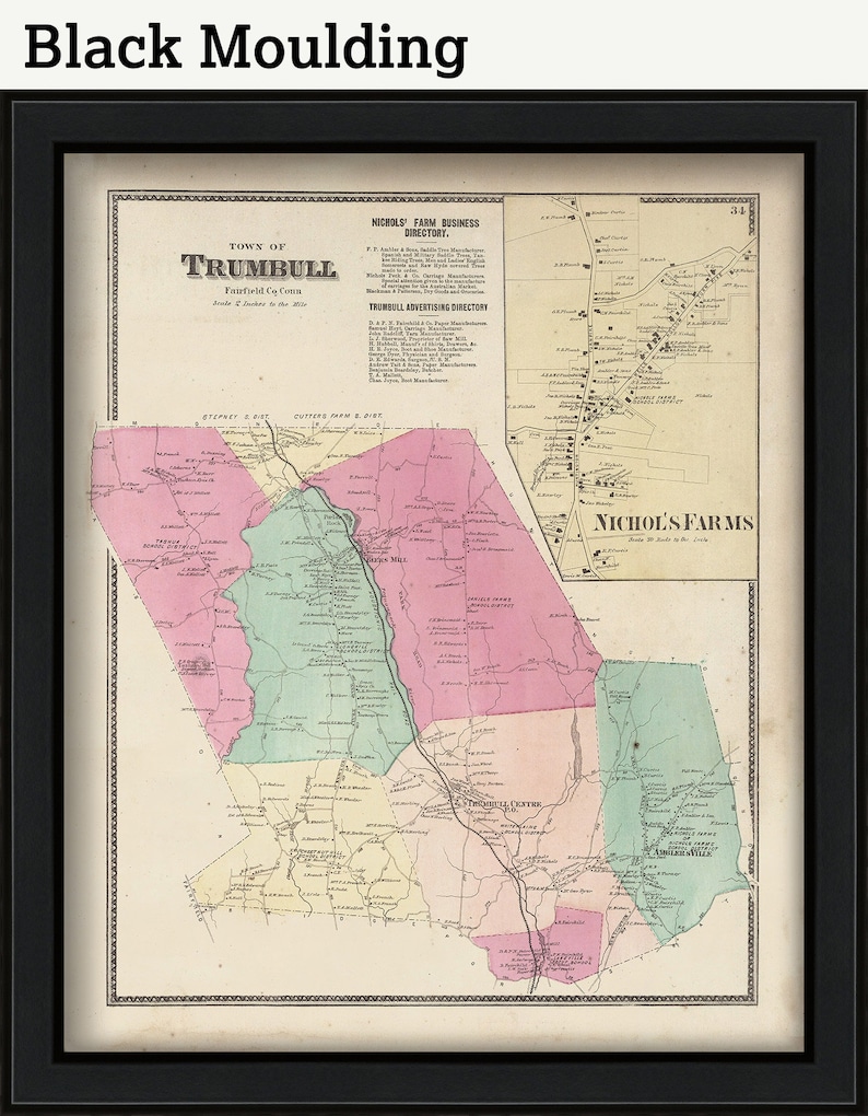 TRUMBULL Connecticut Map 1867 | Etsy