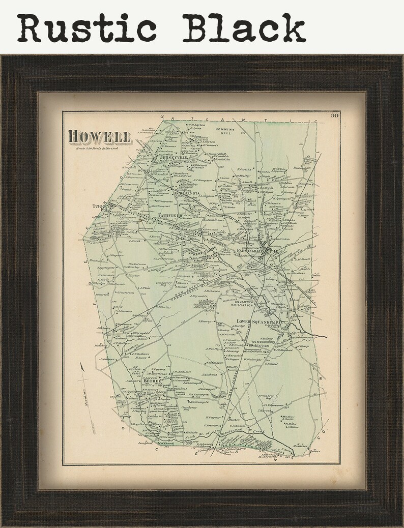 HOWELL, New Jersey 1873 Map - Replica or Genuine ORIGINAL - Etsy