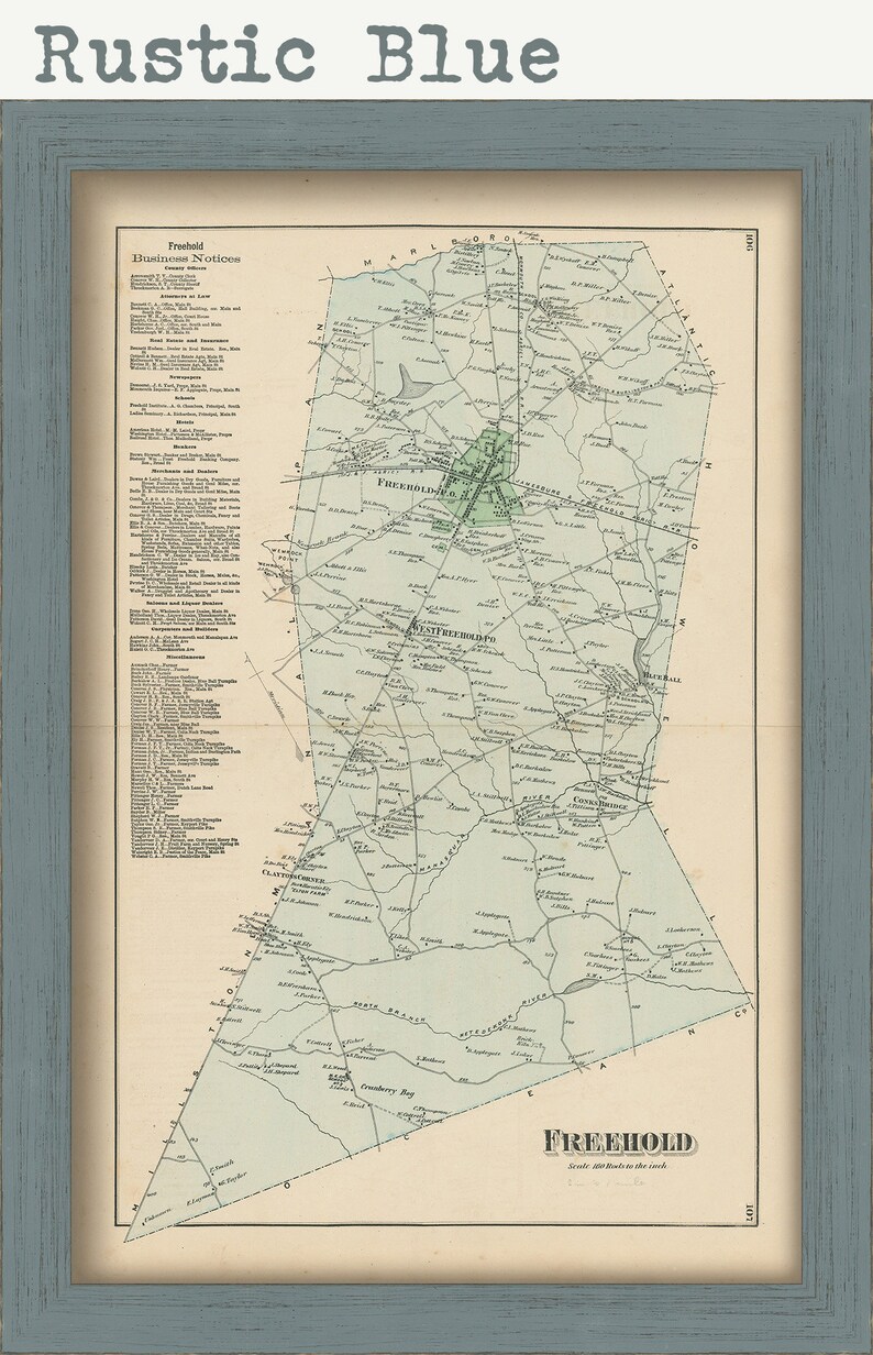 FREEHOLD, New Jersey 1873 Map - Replica or Genuine ORIGINAL - Etsy