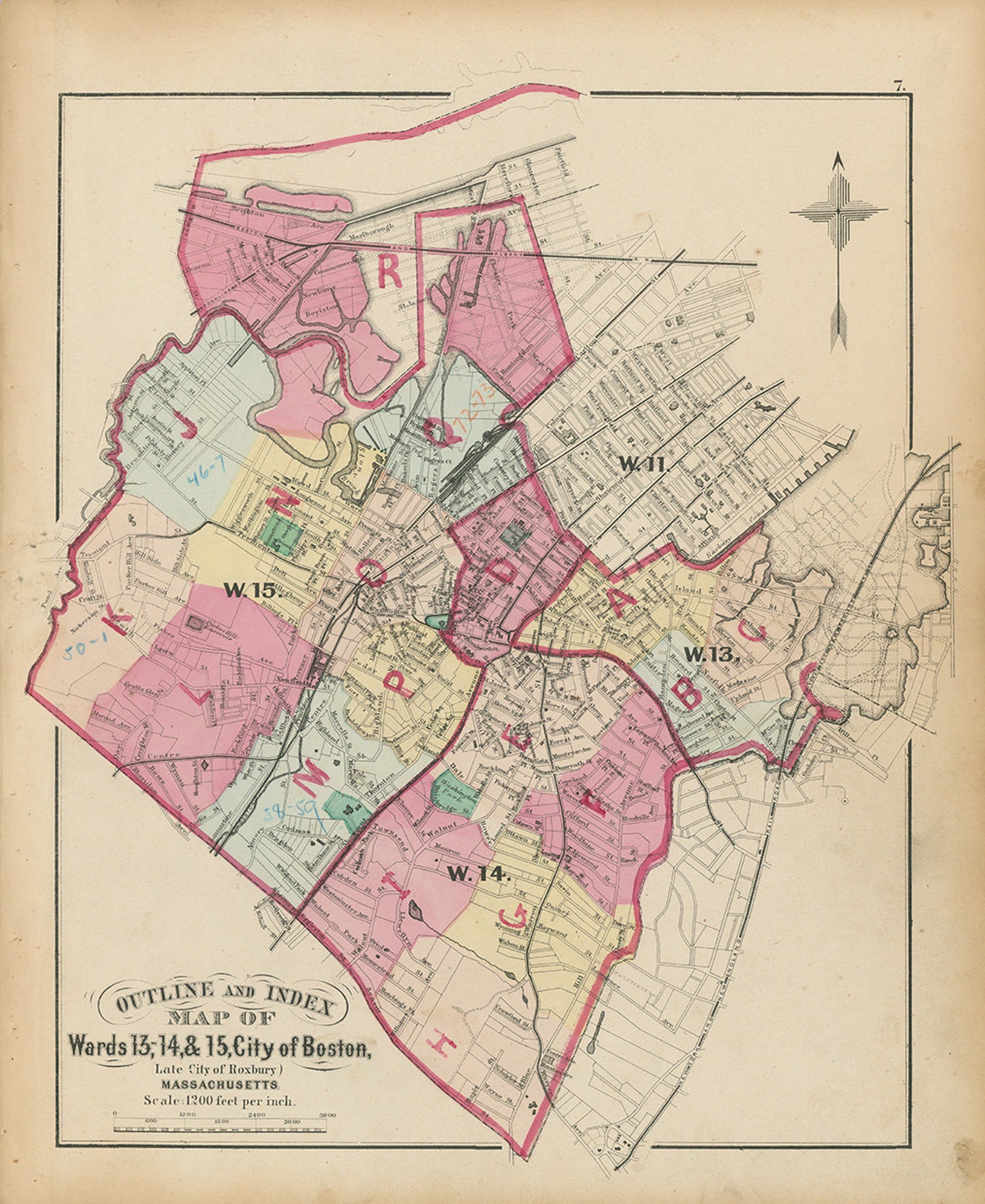 ROXBURY Massachusetts 1873 Map Vol. 2 Plate K Replica or | Etsy