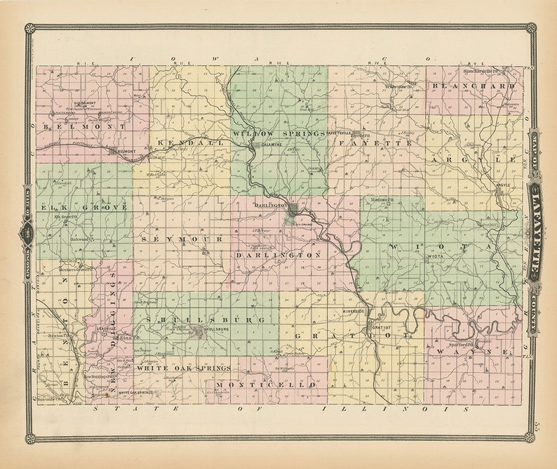 LAFAYETTE COUNTY Wisconsin 1878 Map Replica or Genuine - Etsy
