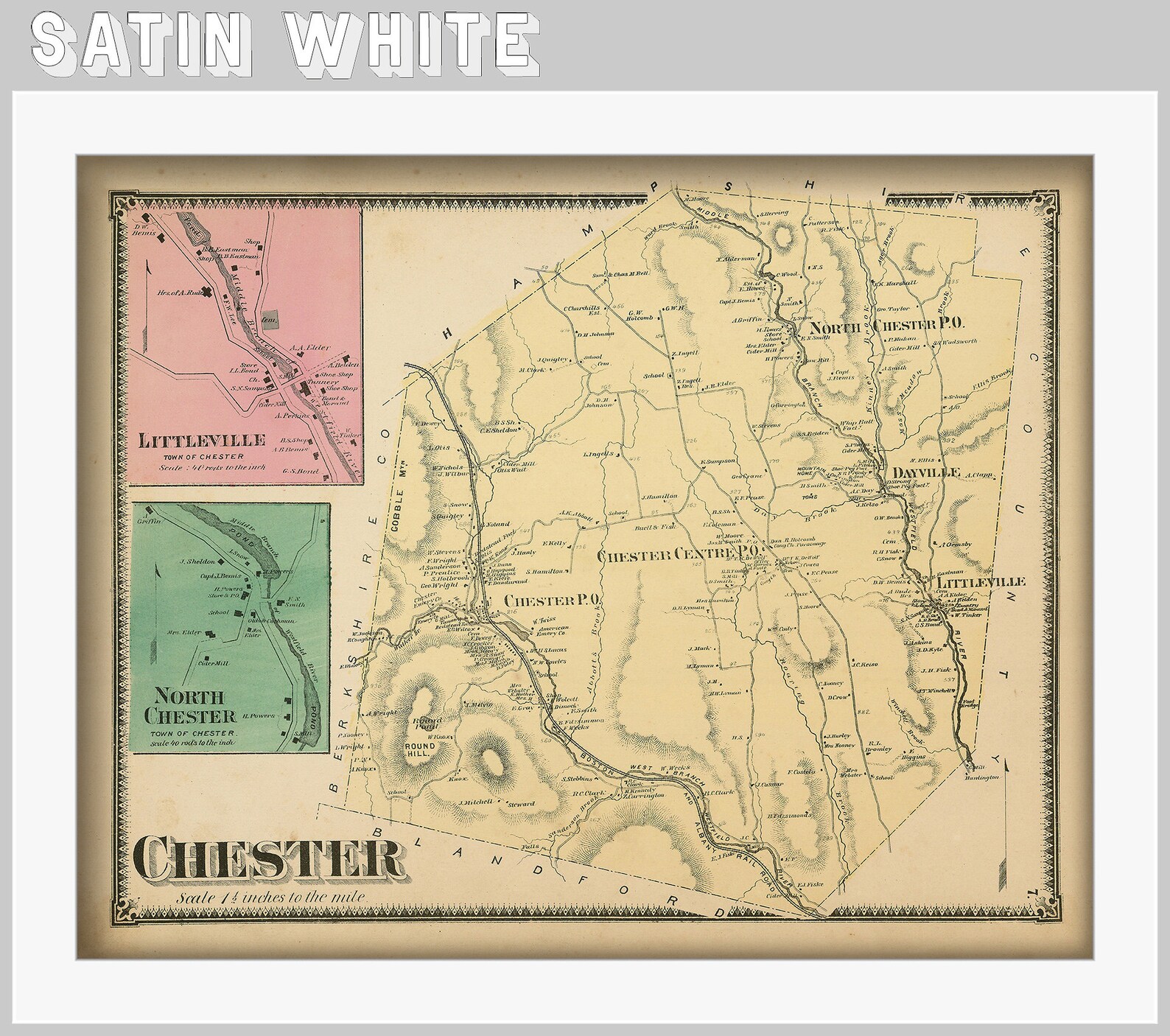 CHESTER Massachusetts 1870 Map Replica or Genuine ORIGINAL | Etsy