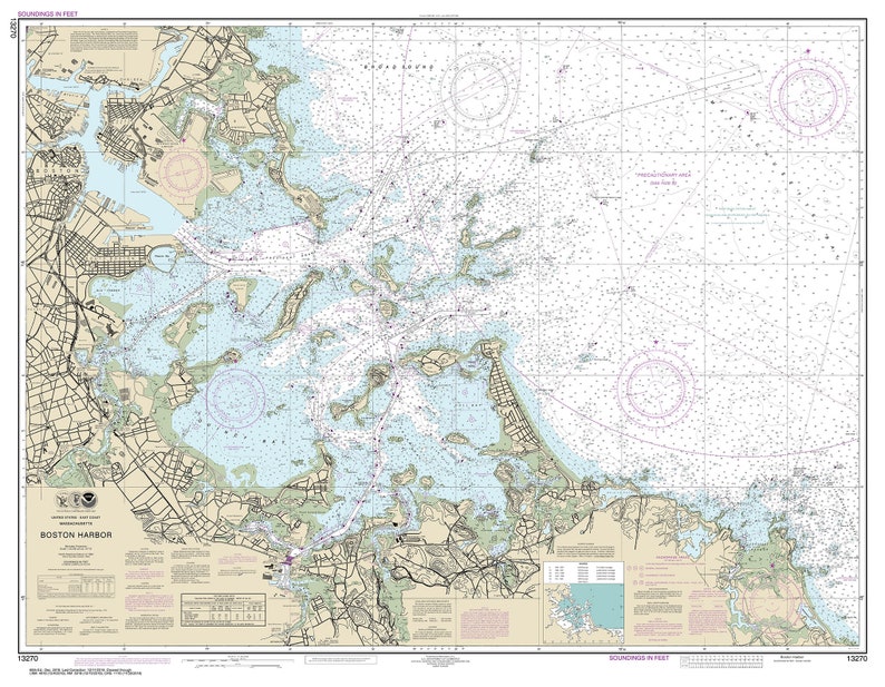 BOSTON HARBOR, Massachusetts - Nautical Chart 2018 - Etsy